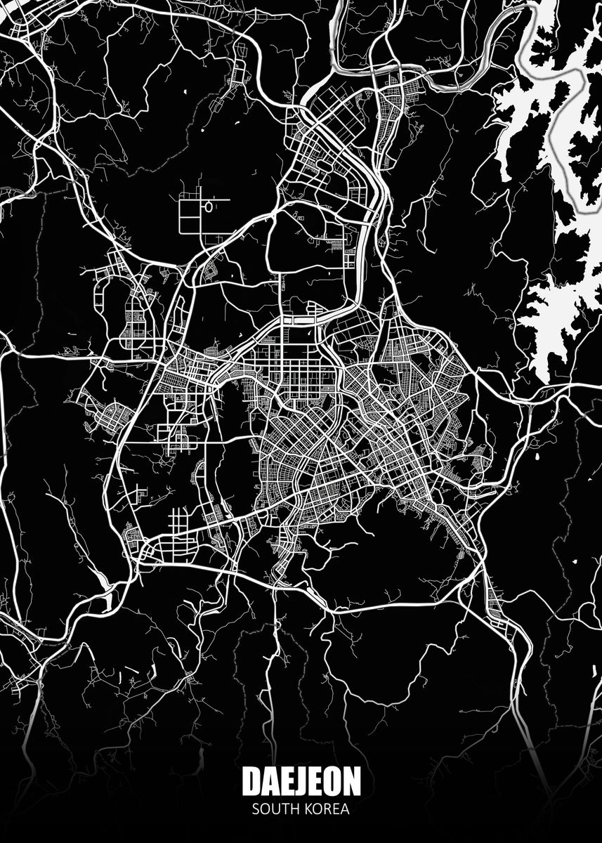 'Daejeon South Korea Map' Poster, picture, metal print, paint by Zake ...