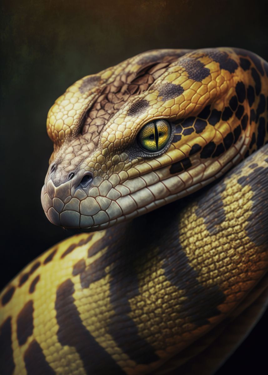 'Snake AI Generative' Poster, picture, metal print, paint by Byrdyak ...