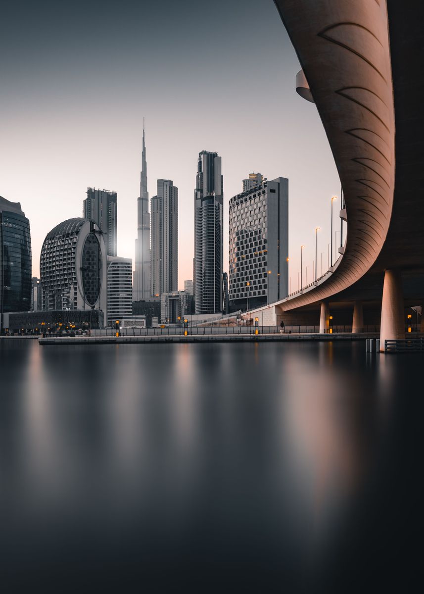 'Dubai Skyline Reflection' Poster, picture, metal print, paint by ...