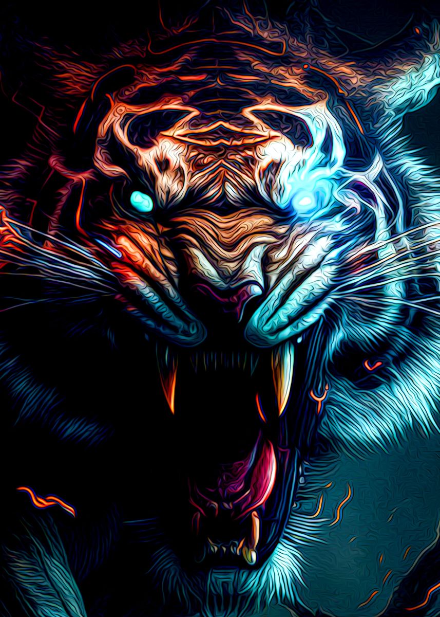 'Tiger' Poster, picture, metal print, paint by Ackerman Nance | Displate