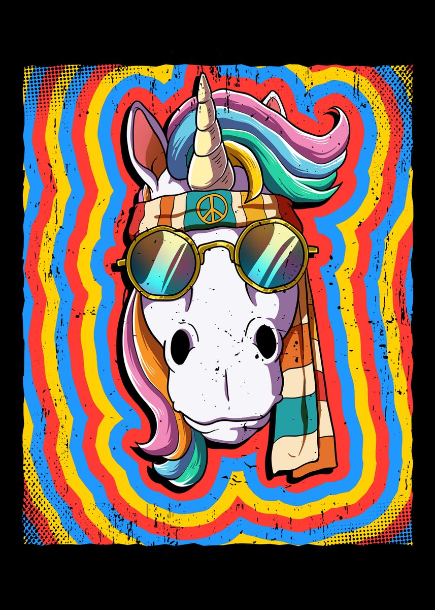'Unicorn Psychedelic' Poster, picture, metal print, paint by PxL | Displate