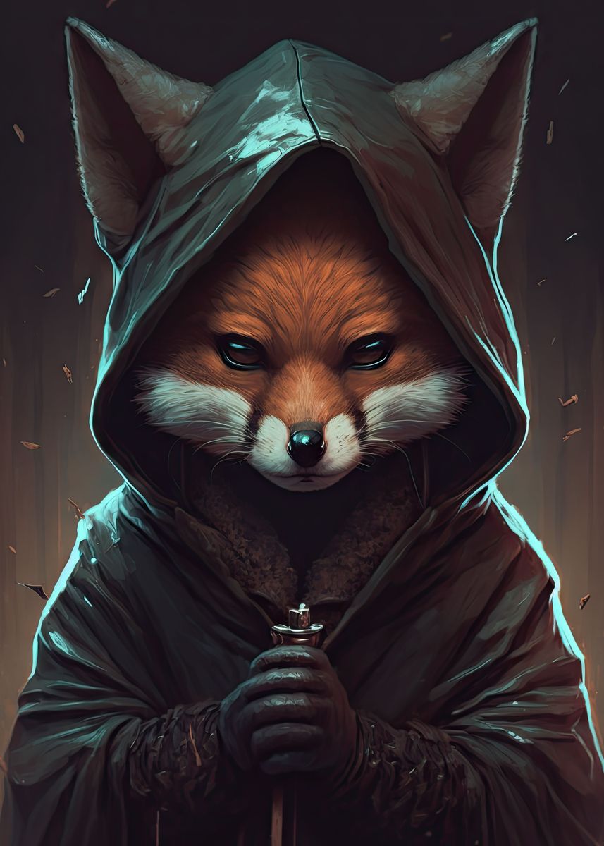 'Fox Wizzard with a Hoodie' Poster, picture, metal print, paint by 21 ...