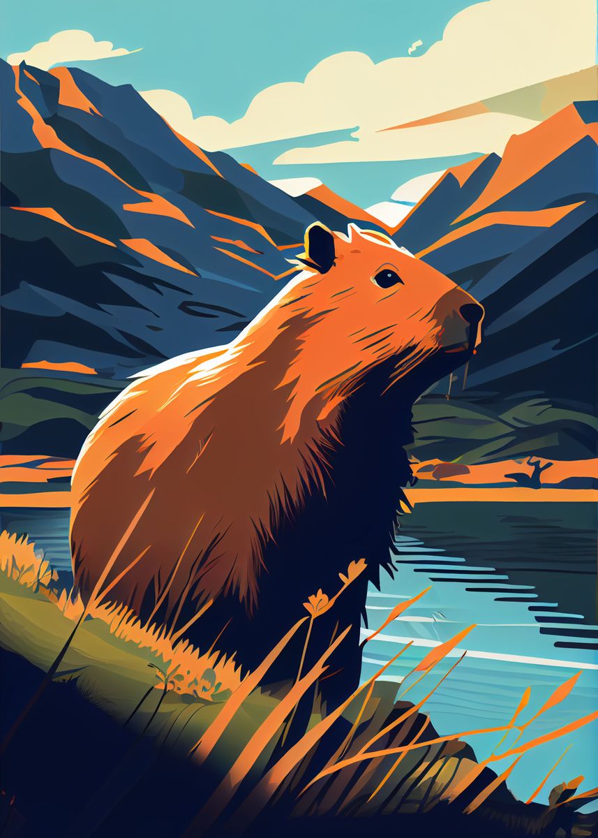'Capybara Nature Capibara' Poster by FavoritePlates | Displate
