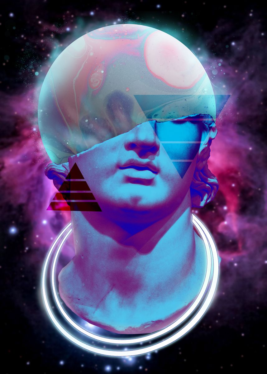 'David Statue Vaporwave' Poster, picture, metal print, paint by Atanas ...