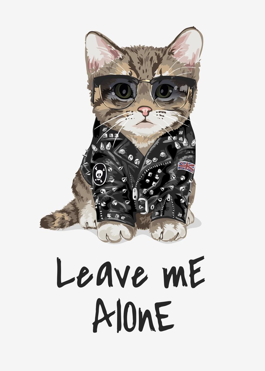 'kitten in spike leather' Poster, picture, metal print, paint by ...