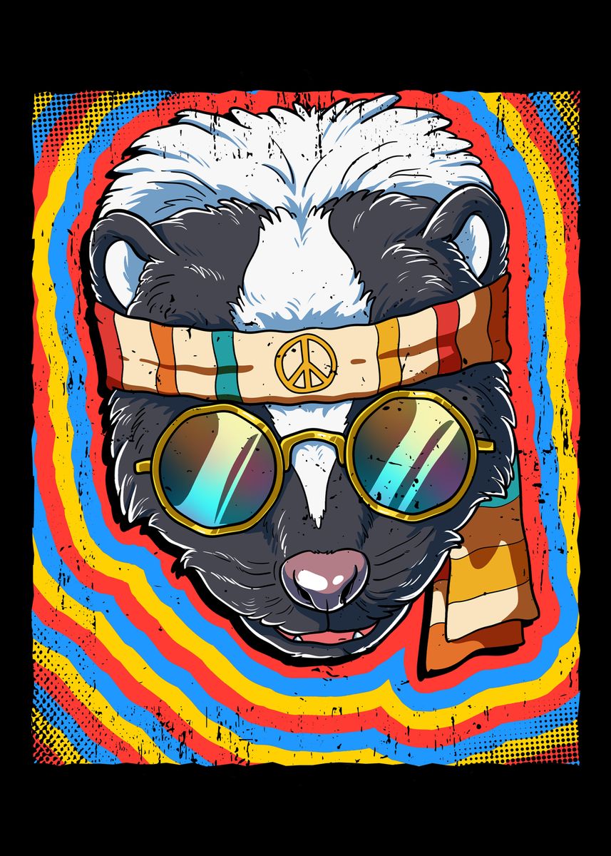 'Skunk Psychedelic' Poster, picture, metal print, paint by PxL | Displate