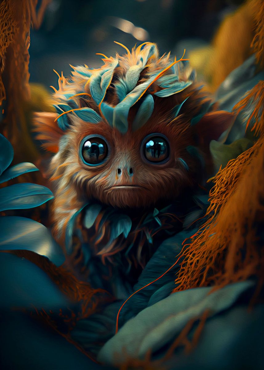 'Cute Forest Alien' Poster, picture, metal print, paint by David Aron ...