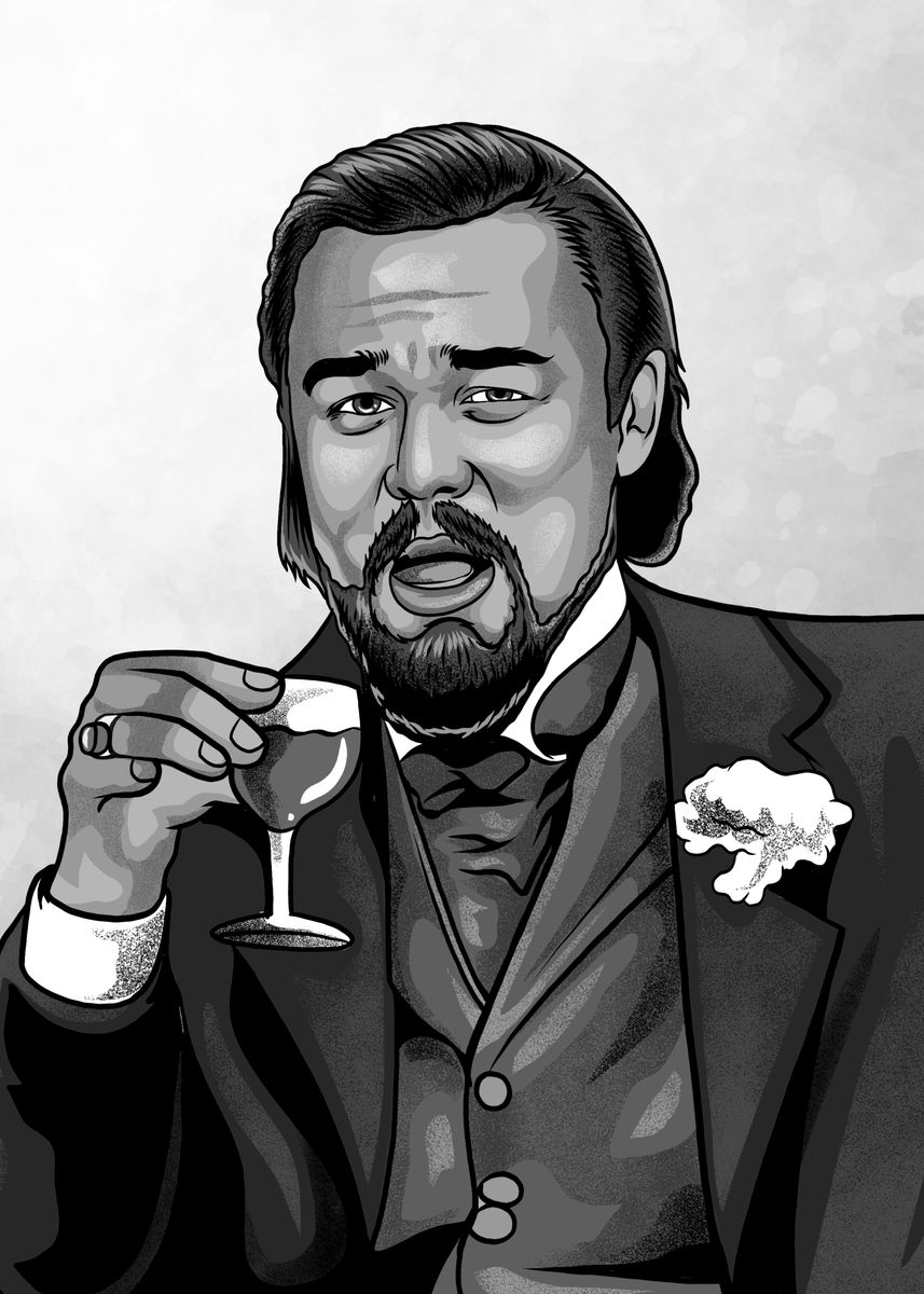 'Leo Laughing Meme' Poster, picture, metal print, paint by Berkah Jaya ...