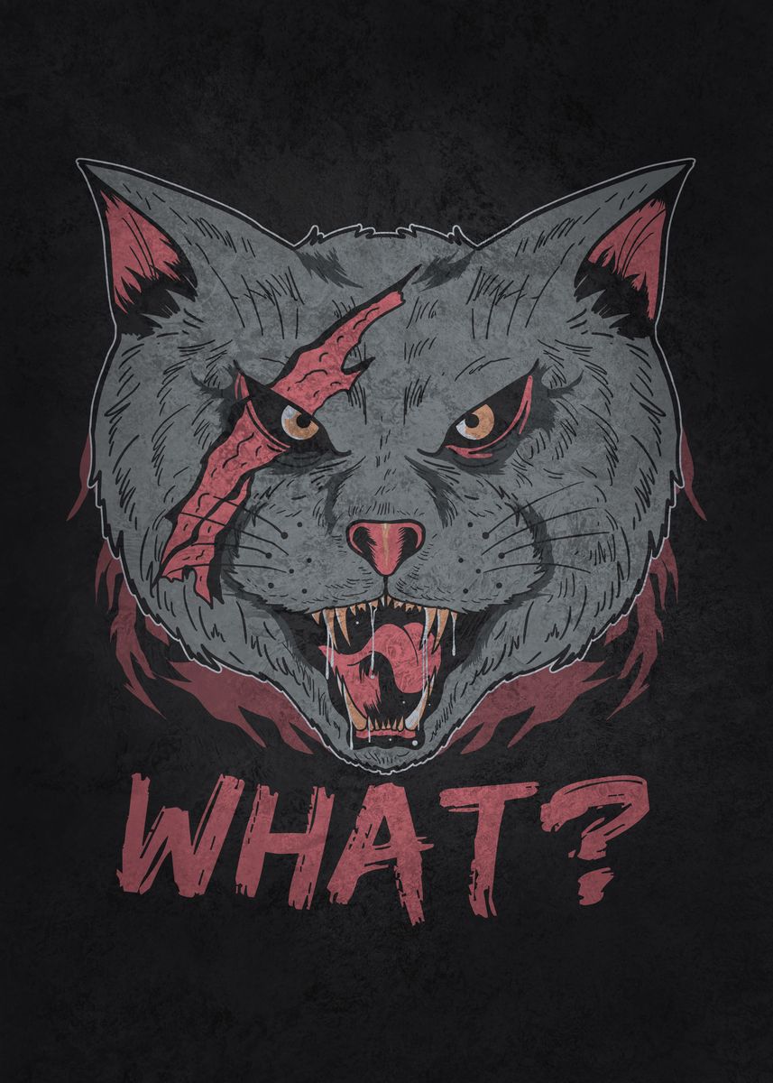 'What Tough Cat' Poster, picture, metal print, paint by GOHAN | Displate