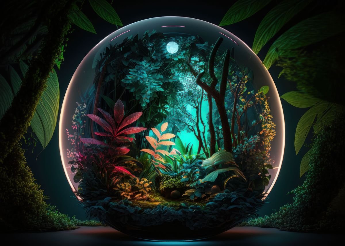 'Glass light sphere tropic ' Poster by Oleksii Tryhub | Displate
