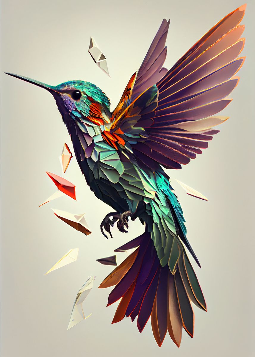 'Hummingbird Flying' Poster by DecoyDesign | Displate