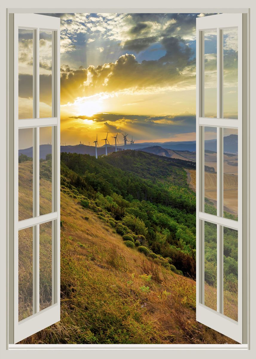 'Window view landscape' Poster, picture, metal print, paint by Vicen ...