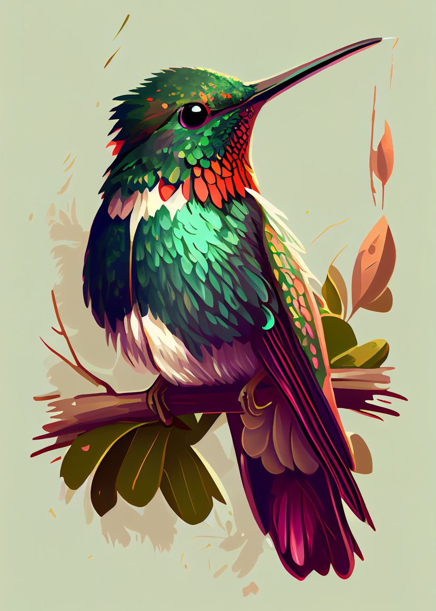 'Hummingbird Cartoon' Poster, picture, metal print, paint by ...