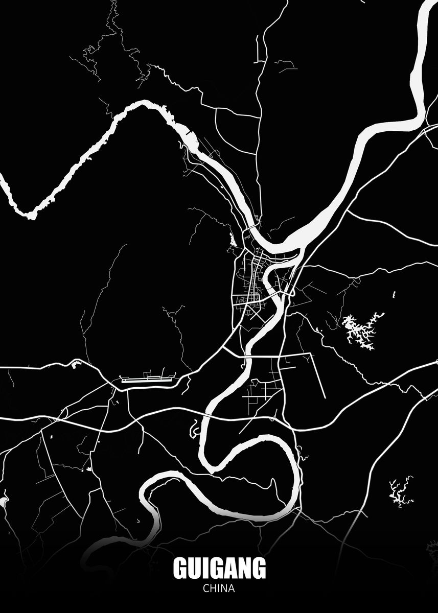 'Guigang China Dark Map' Poster, picture, metal print, paint by Zake ...