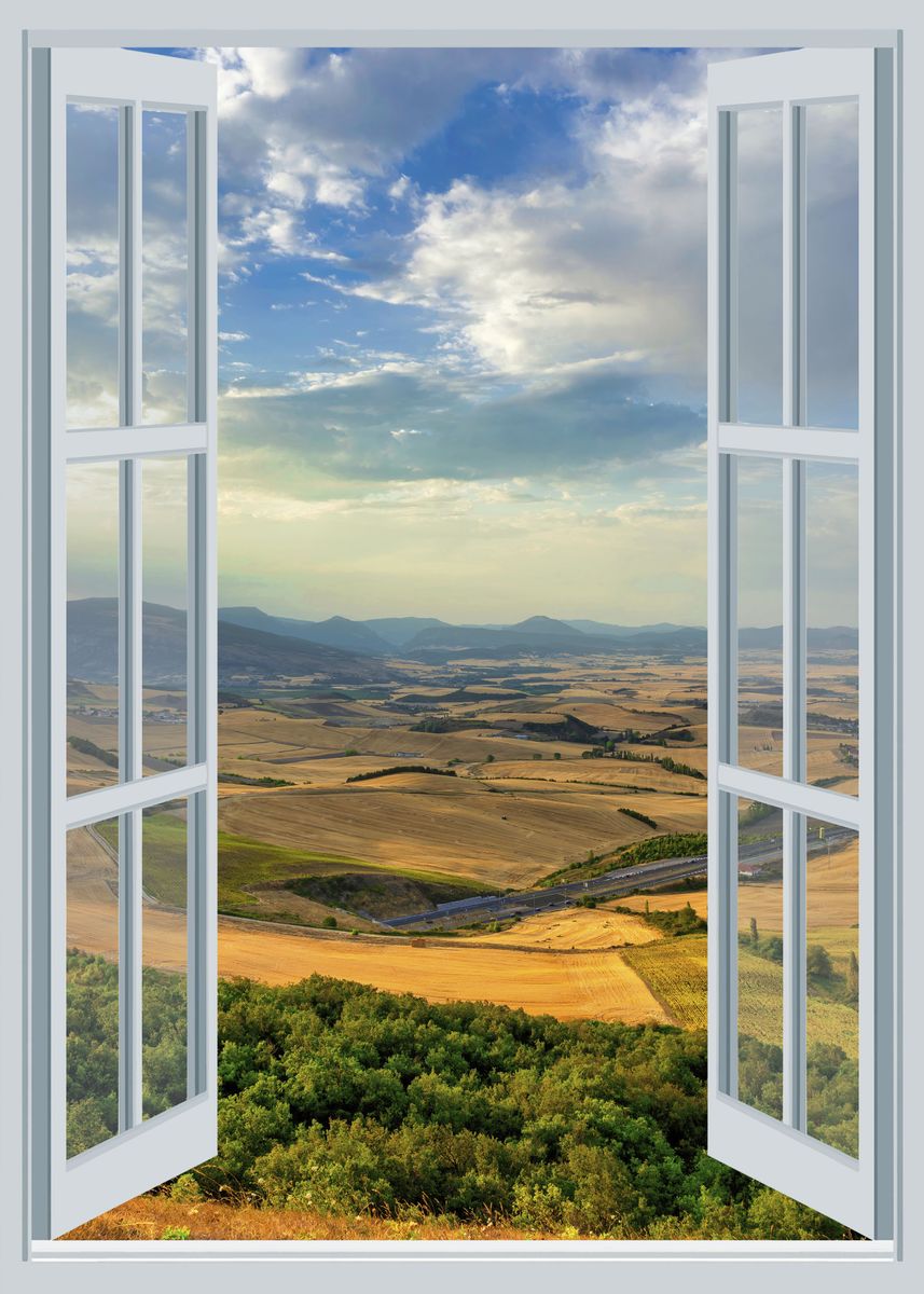 'Window view landscape' Poster, picture, metal print, paint by Vicen ...