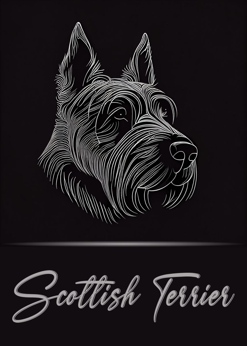 'Adorable Scottish Terrier' Poster, picture, metal print, paint by Artistic Paradigms | Displate
