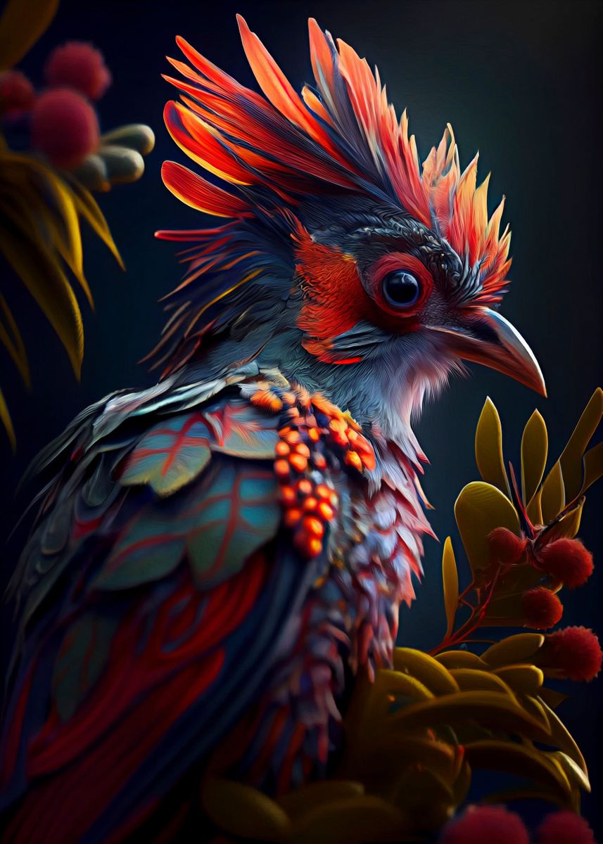 'Vibrant Alien Bird' Poster, picture, metal print, paint by David Aron ...