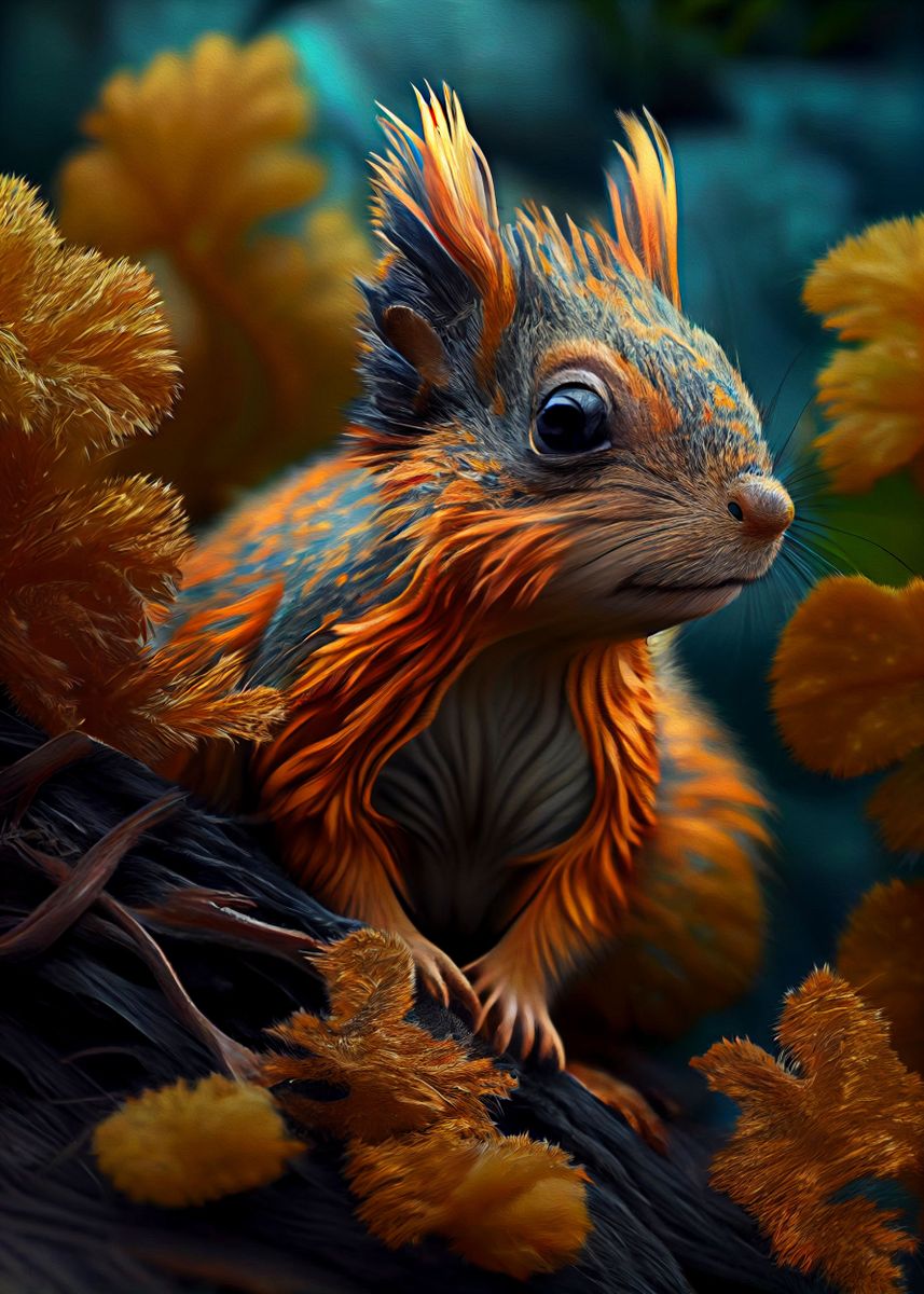 'Orange Alien Squirrel' Poster, picture, metal print, paint by David ...