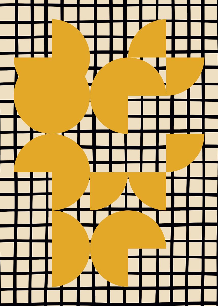 'Honeycomb Yellow Shapes' Poster, picture, metal print, paint by ...