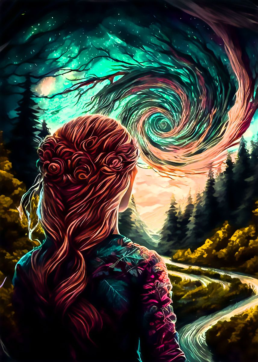 'Girl and vortex' Poster, picture, metal print, paint by hoan tran ...