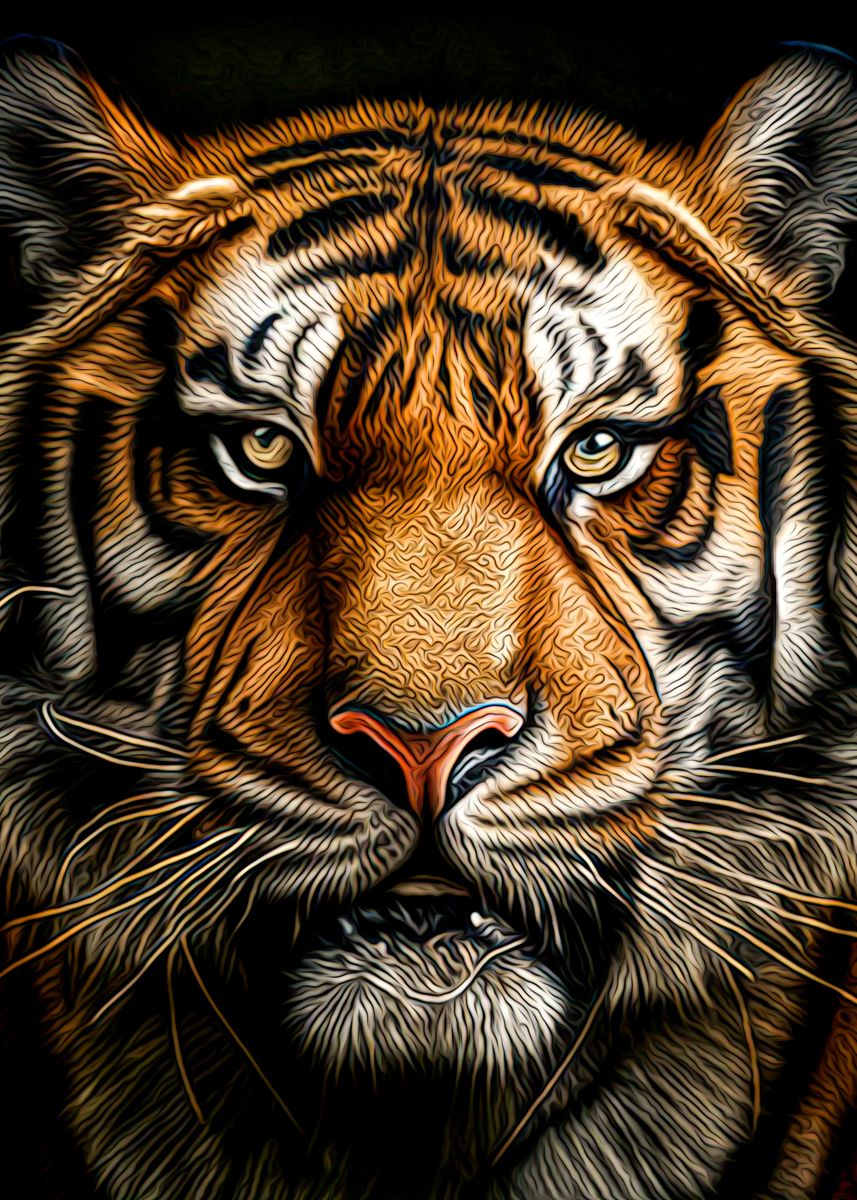 'Tiger' Poster, picture, metal print, paint by Ackerman Nance | Displate