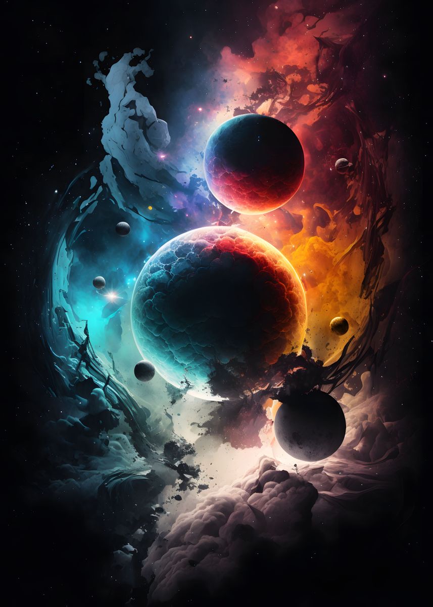 'Colors of Galaxies' Poster, picture, metal print, paint by ...
