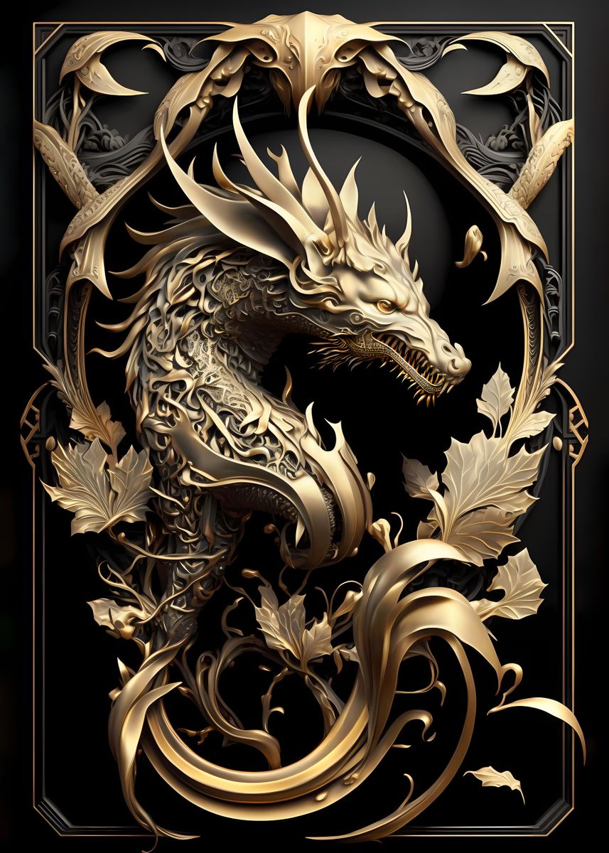 'Dragon King Art Deco' Poster, picture, metal print, paint by Luong ...