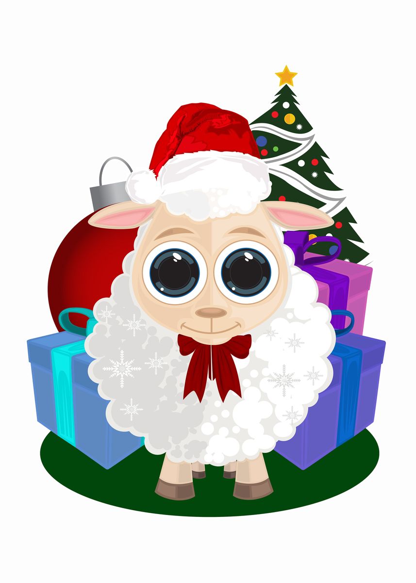 'Christmas Sheep' Poster, picture, metal print, paint by Adamzworld ...