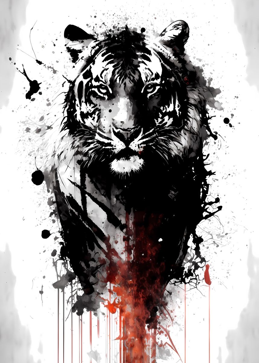 'Ink Tiger Painting' Poster, picture, metal print, paint by ...