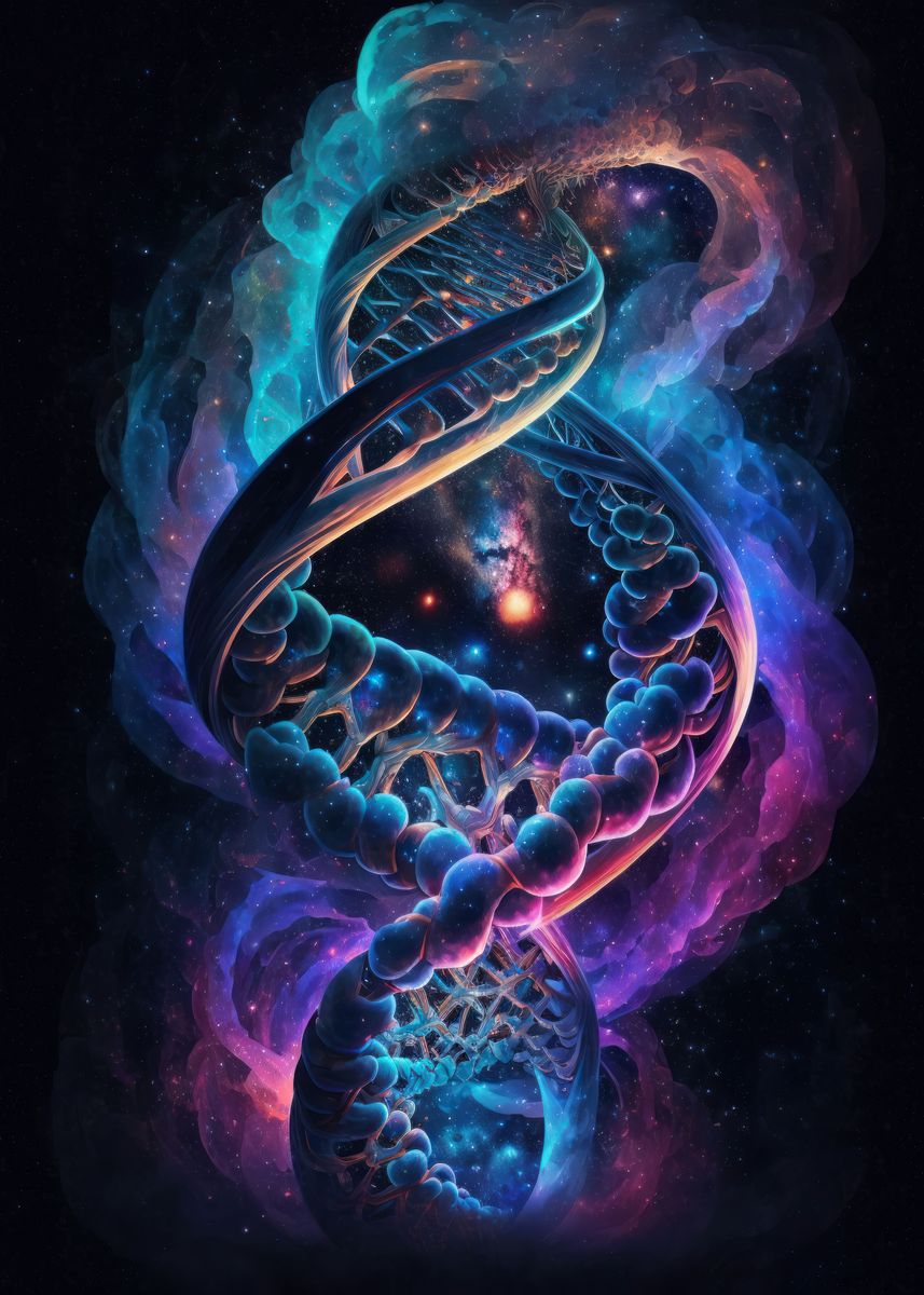 'Human DNA in the Space v1' Poster, picture, metal print, paint by ...