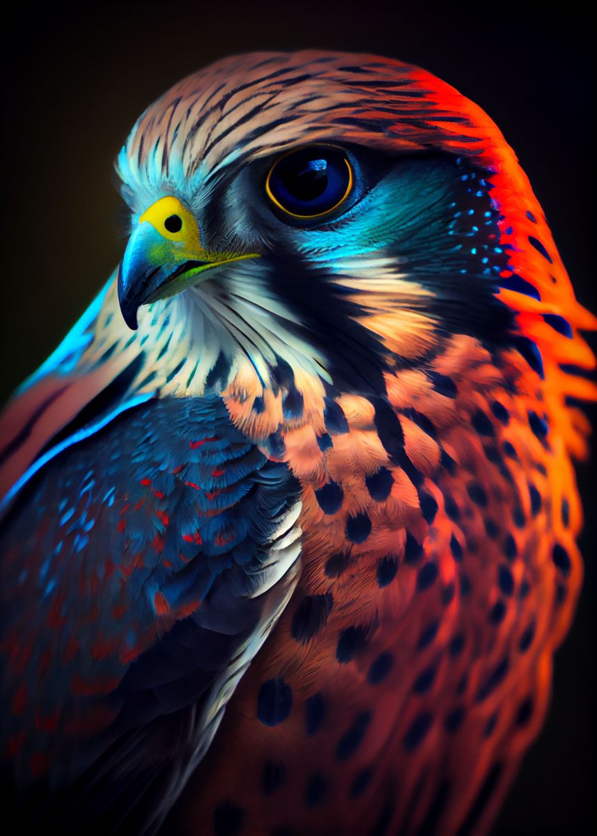 'Kestrel Feathered Friend' Poster, picture, metal print, paint by mcmtdesigns | Displate