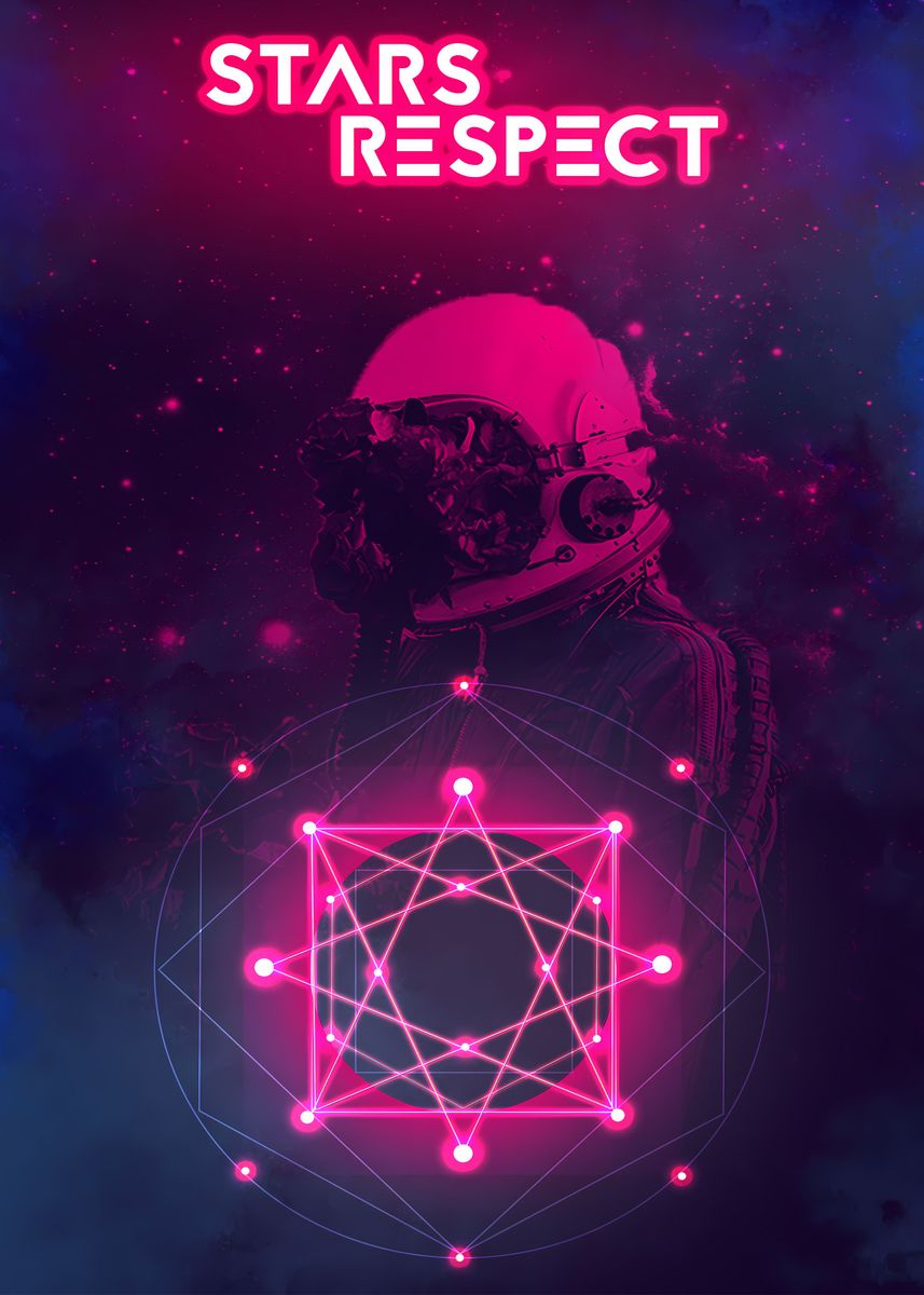 'Stars Respect Neon Glow' Poster, picture, metal print, paint by ...