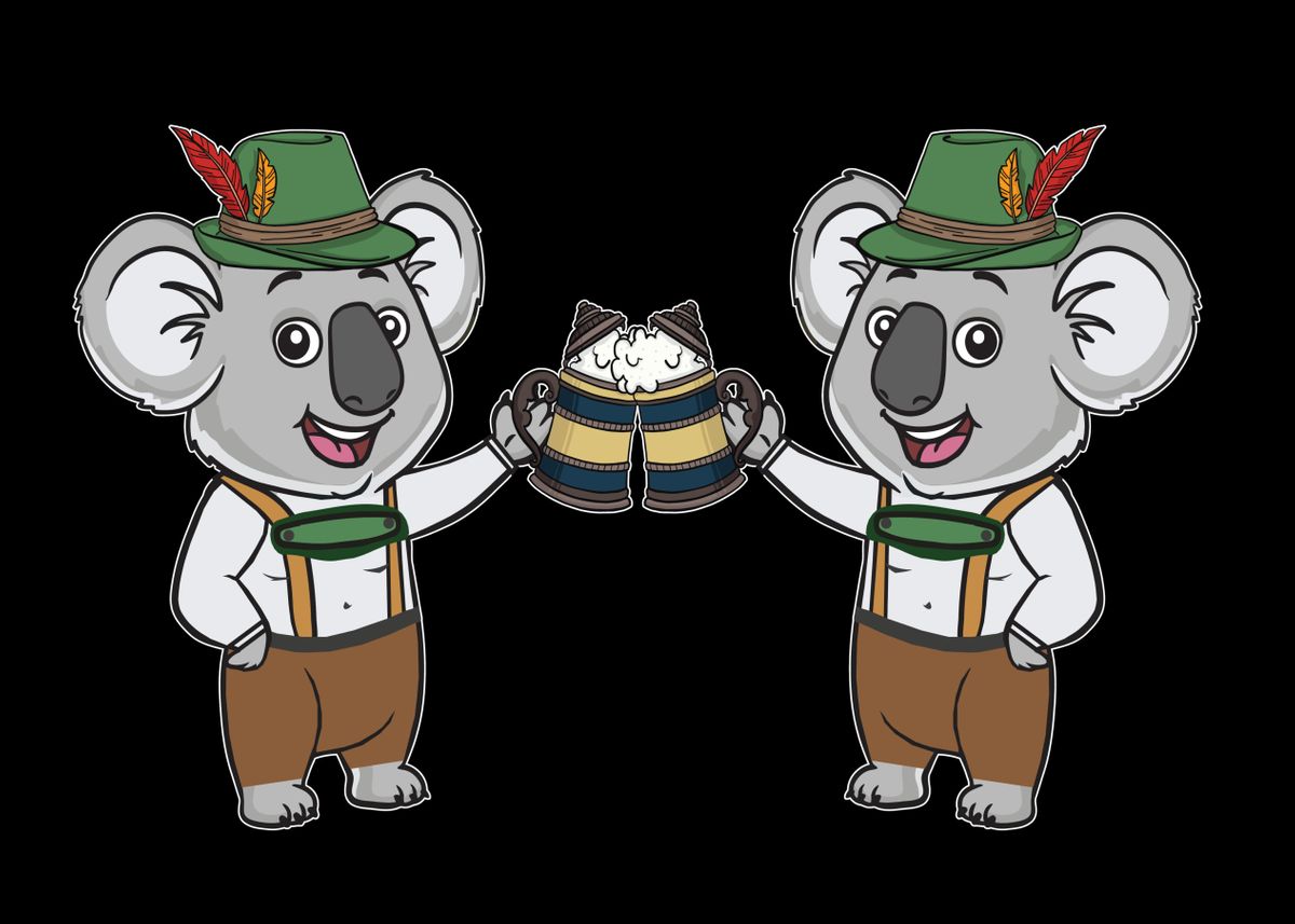 'Koala Beer Drinker Gift' Poster by PangolinArts | Displate