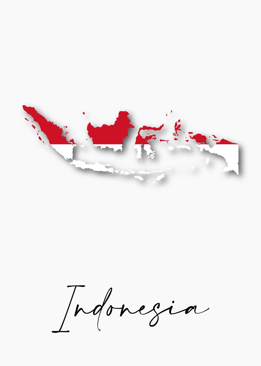 'Indonesia Country Map Flag' Poster, picture, metal print, paint by ...