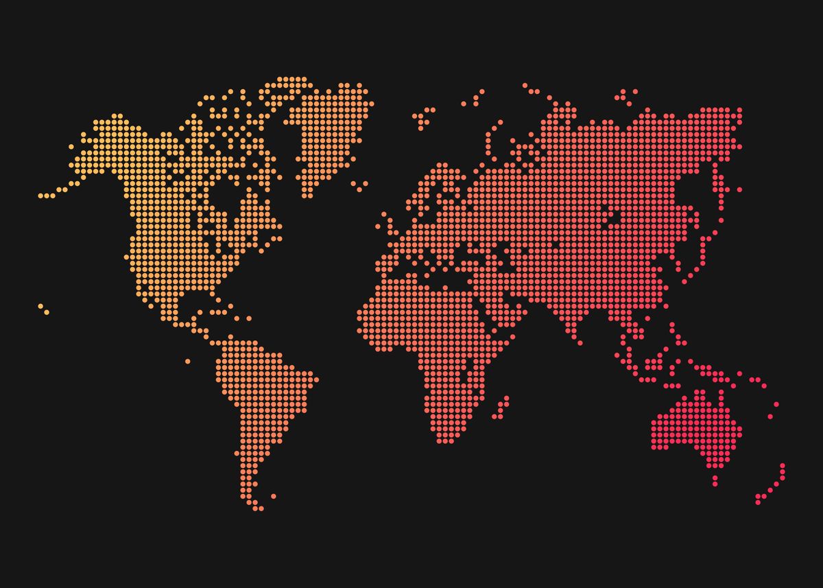 'World Map Orange' Poster by IMR Designs | Displate