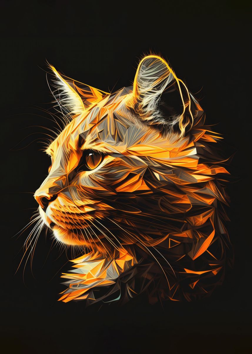 'The Golden Cat' Poster, picture, metal print, paint by Bookster Studio ...