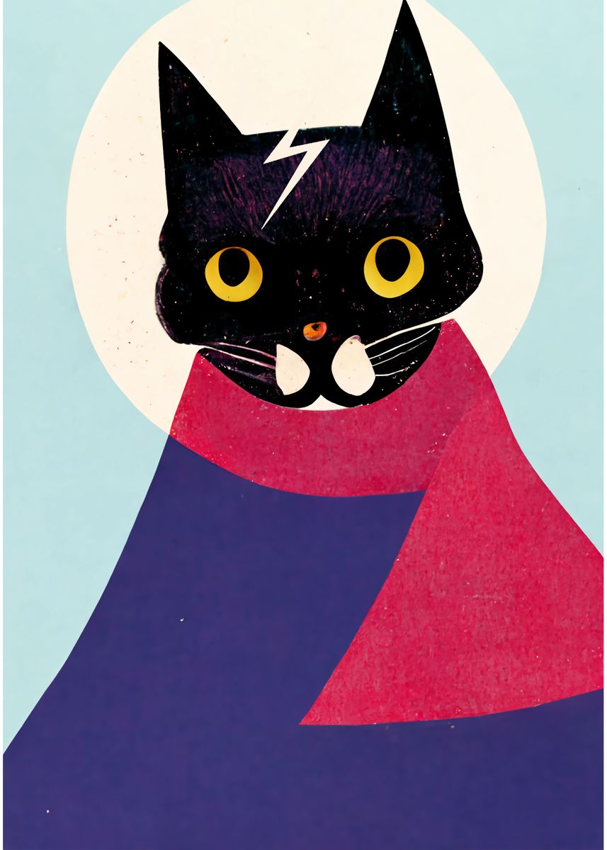 'Wizard Cat Magic Kitty' Poster, picture, metal print, paint by ...