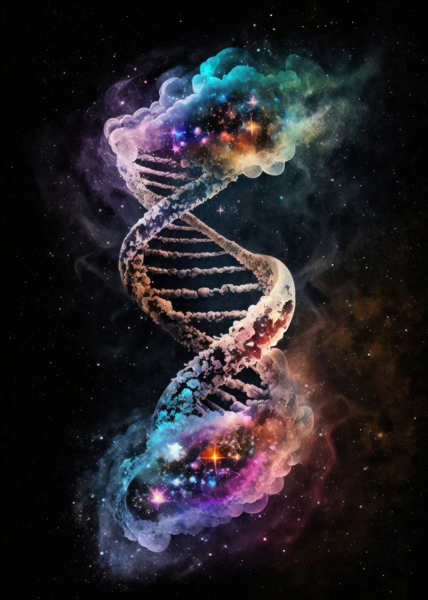 'Human DNA in the Space v5' Poster, picture, metal print, paint by ...