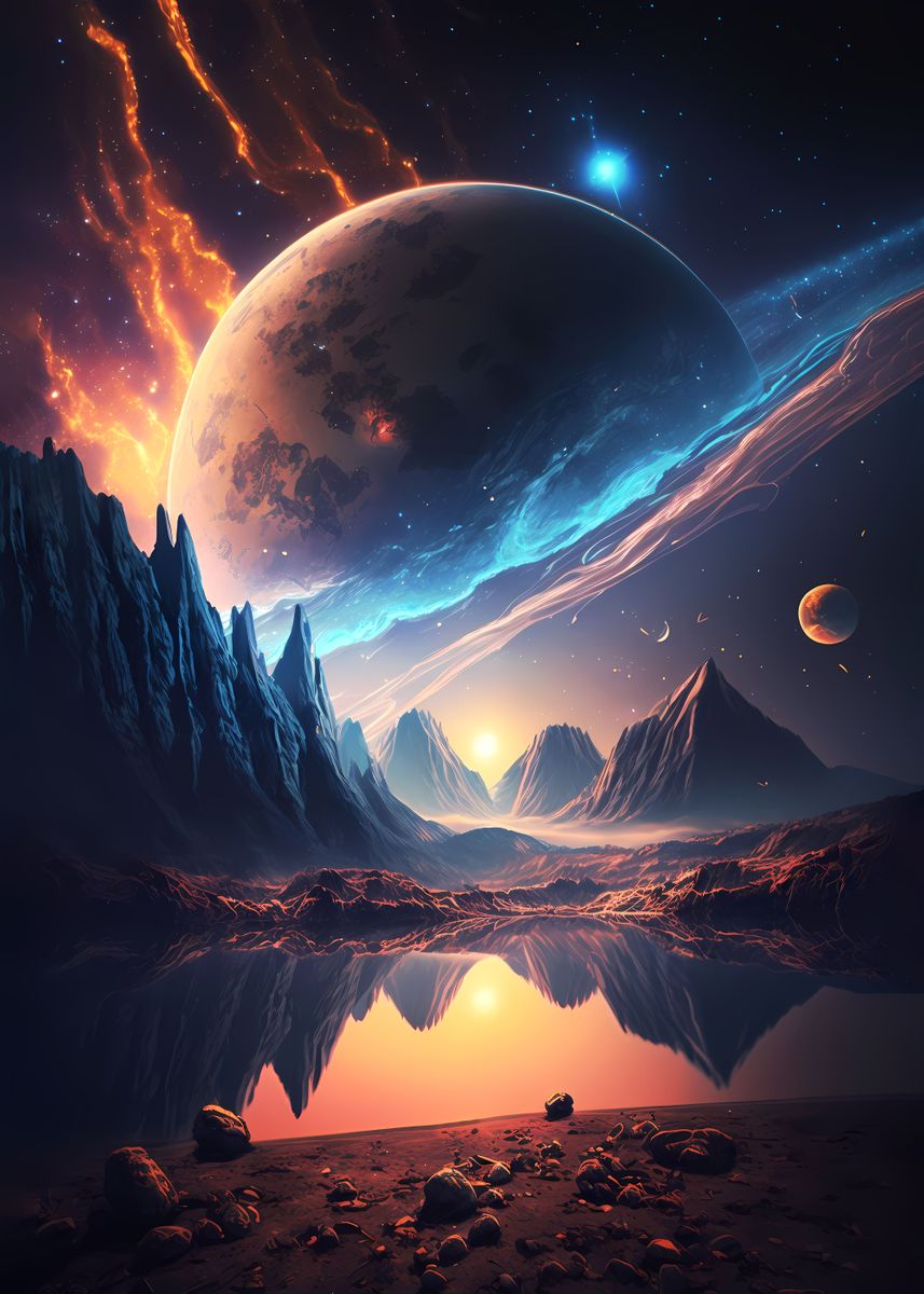 'Planet Paradise Landscape' Poster, picture, metal print, paint by ...