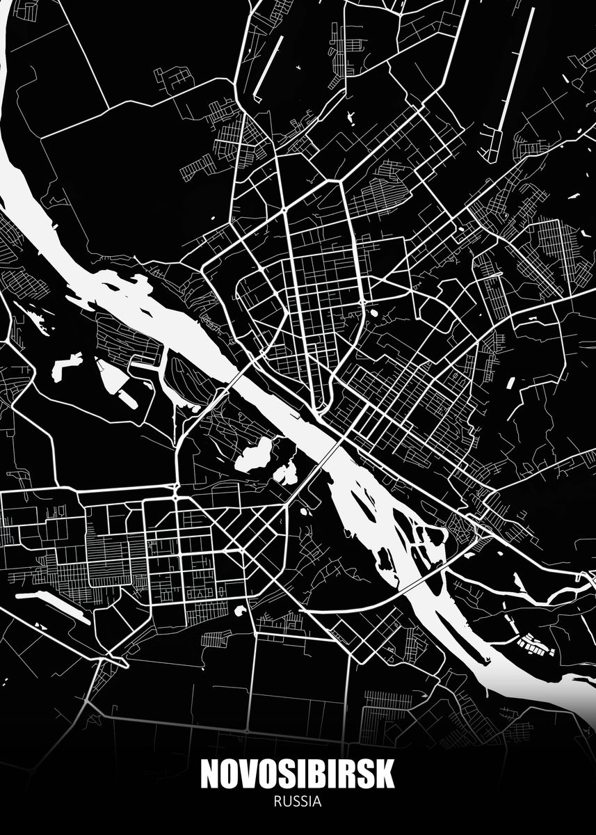 'Novosibirsk Russia Map' Poster, picture, metal print, paint by Zake ...