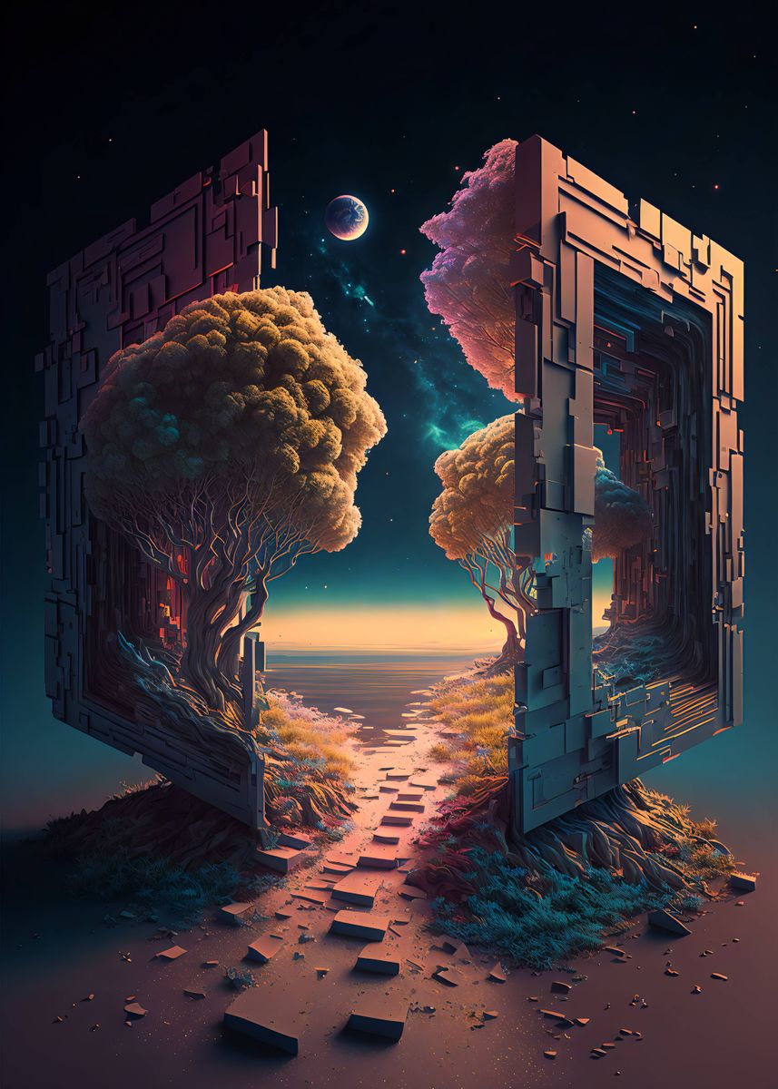 'Dimension Intersection' Poster, picture, metal print, paint by ...