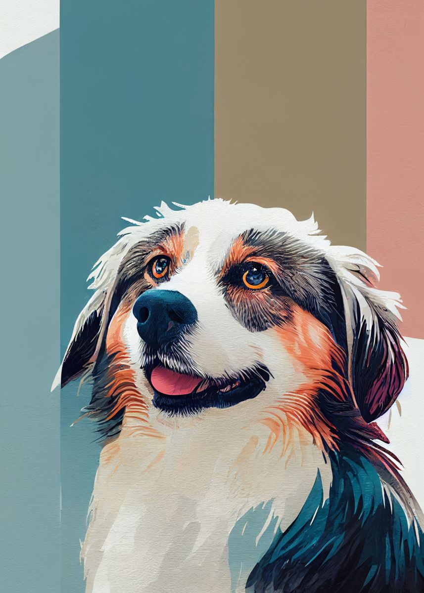 'Australian Shepherd 3' Poster, picture, metal print, paint by HEMERSON ...