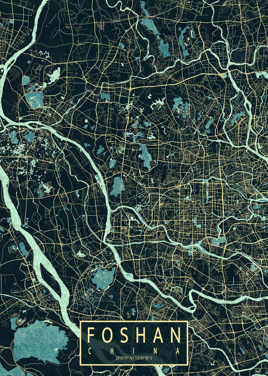 'Foshan City Map Summer' Poster, picture, metal print, paint by deMAP ...