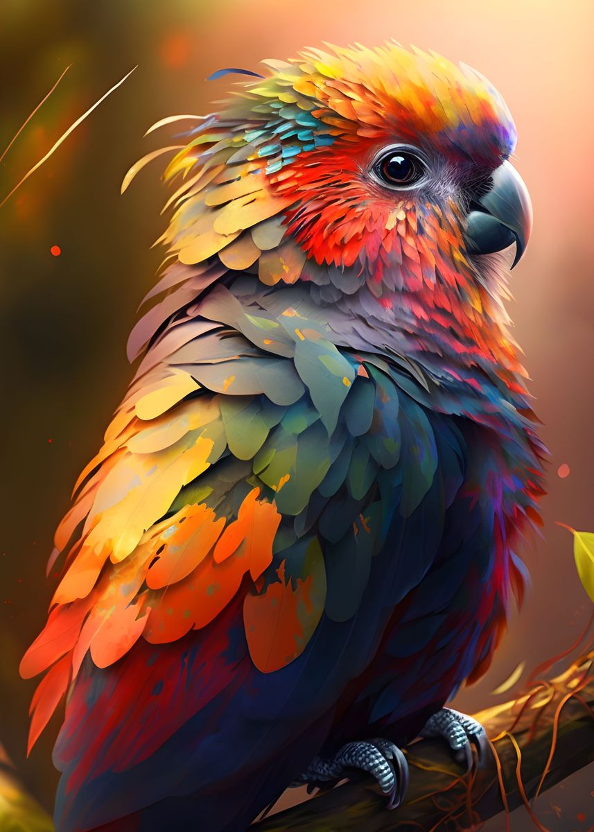 'Fantasy Rainbow Bird' Poster, picture, metal print, paint by Chris ...