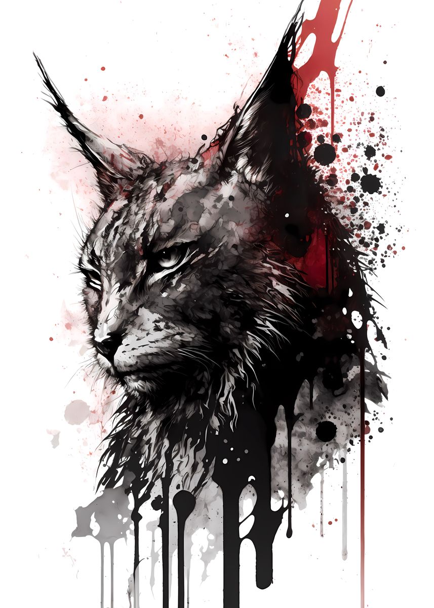 'Ink Lynx Portrait' Poster, picture, metal print, paint by ...