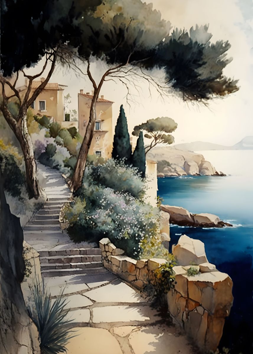 'French Riviera' Poster, picture, metal print, paint by ...