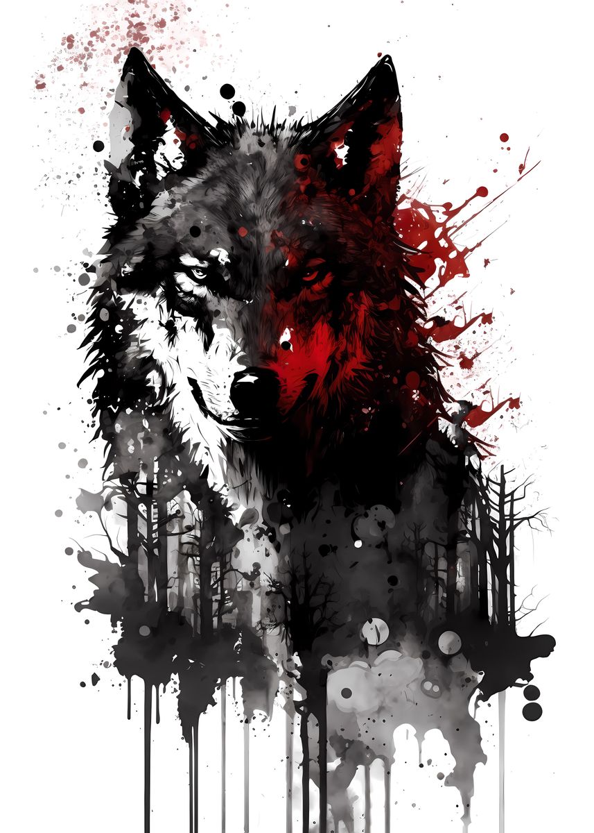 'Ink Wolf Portrait ' Poster, picture, metal print, paint by ...