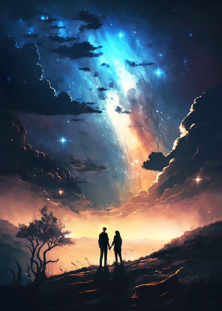 'Starry Romance Landscape' Poster, picture, metal print, paint by Luong ...