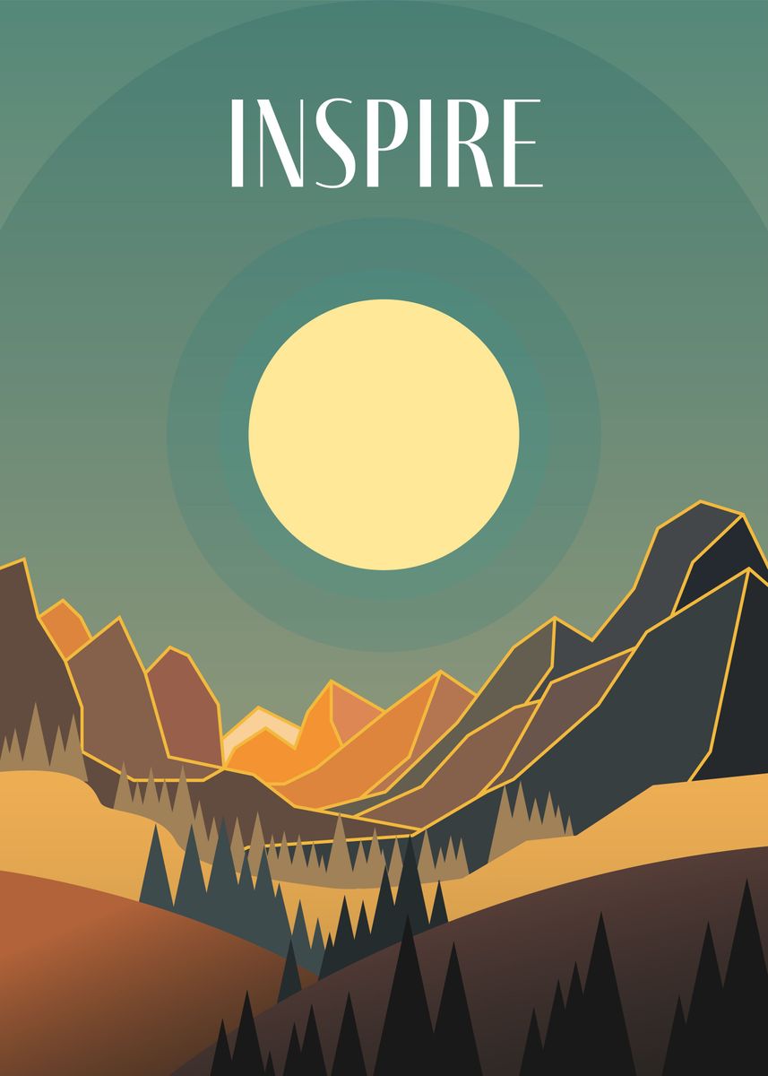 'Inspiring Landscapes' Poster, picture, metal print, paint by ChrisZeThird | Displate