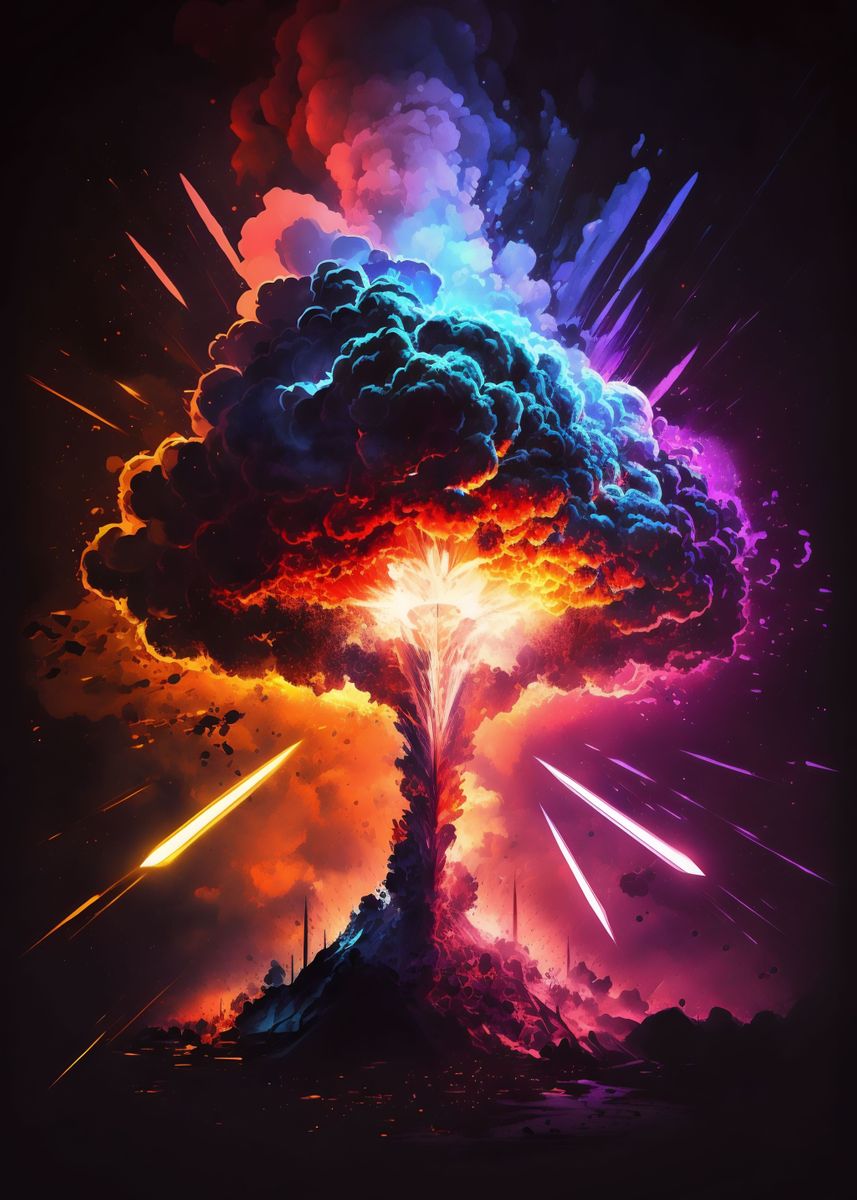 'Neon Vulcan Explosion' Poster by ImaginedArtworks | Displate